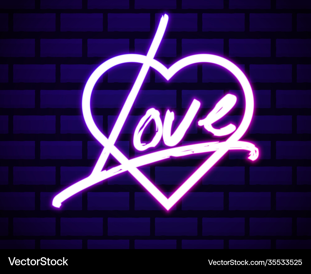 Neon realistic word love for advertising Vector Image