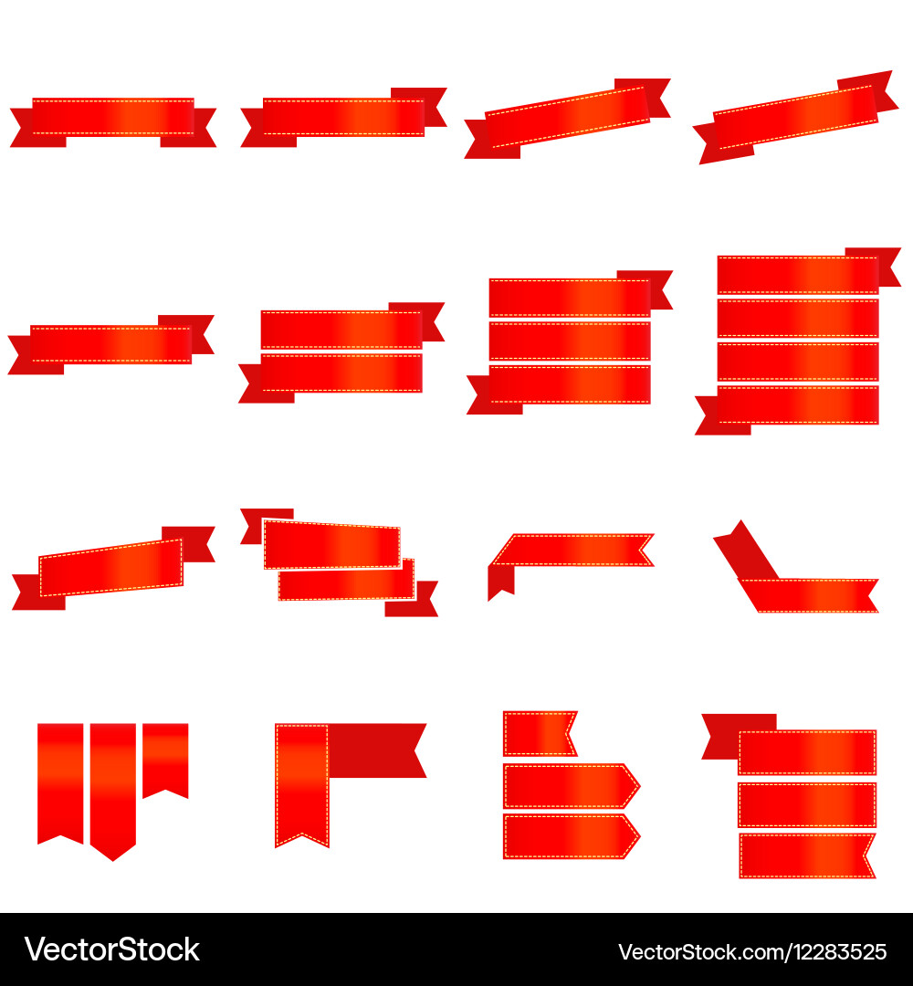 Red ribbon icons set Royalty Free Vector Image