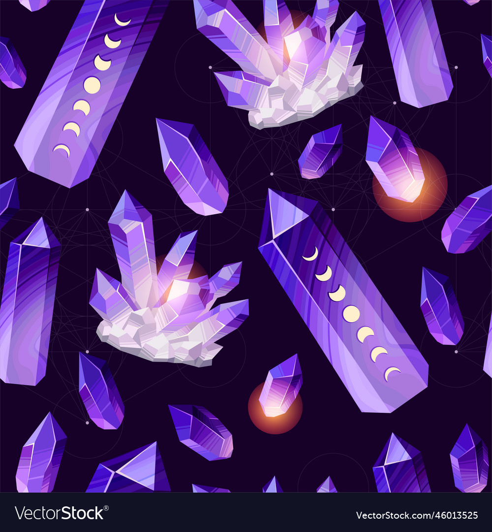 Seamless pattern with colorful crystal gems Vector Image