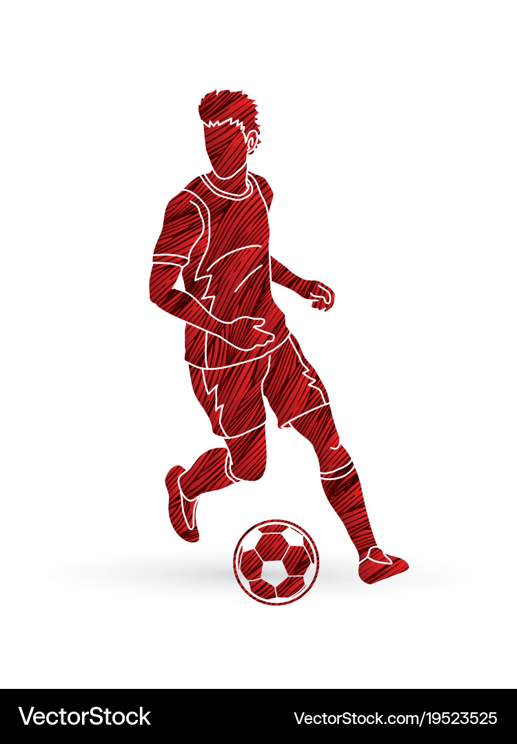 Soccer player running with ball action Royalty Free Vector