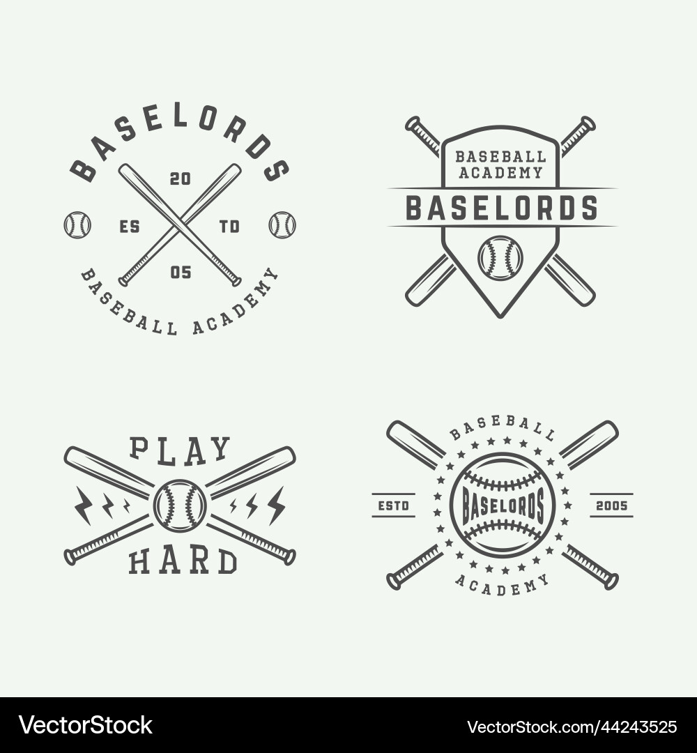 Vintage baseball logos emblems badges and design Vector Image