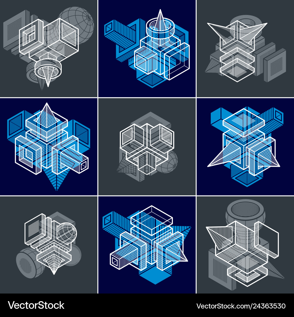 3d designs set of abstract shapes Royalty Free Vector Image