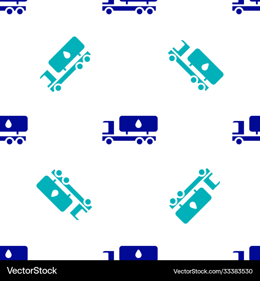 Blue tanker truck icon isolated seamless pattern Vector Image