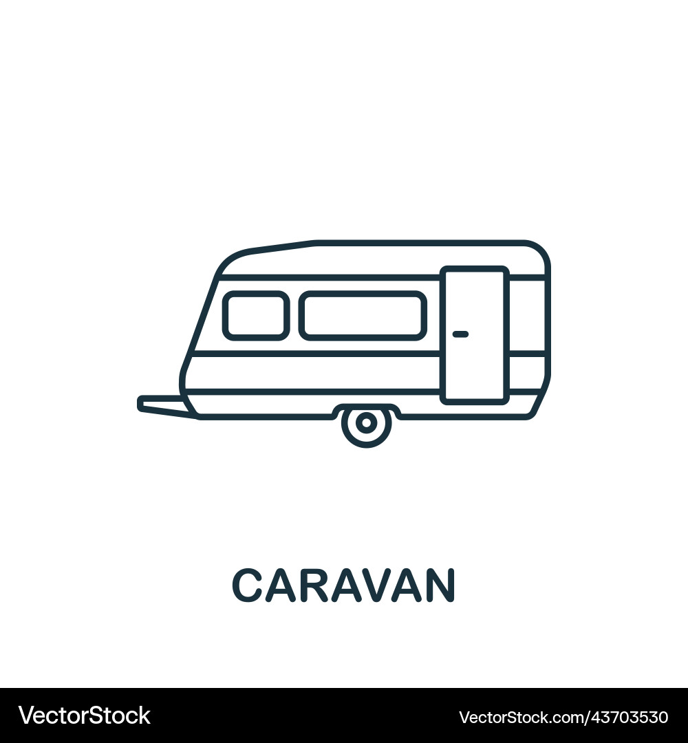 Caravan icon line simple outdoor recreation Vector Image