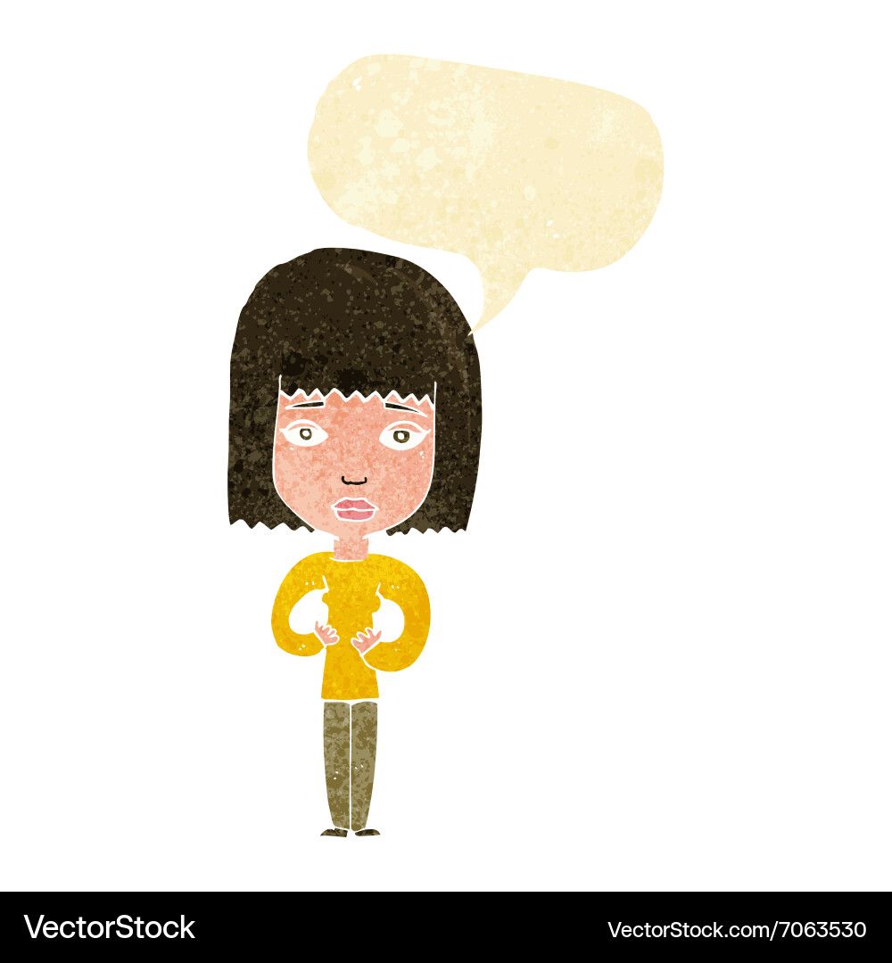 Cartoon woman indicating self with speech bubble Vector Image