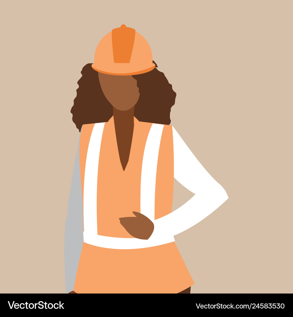 Female industrial black worker character Vector Image