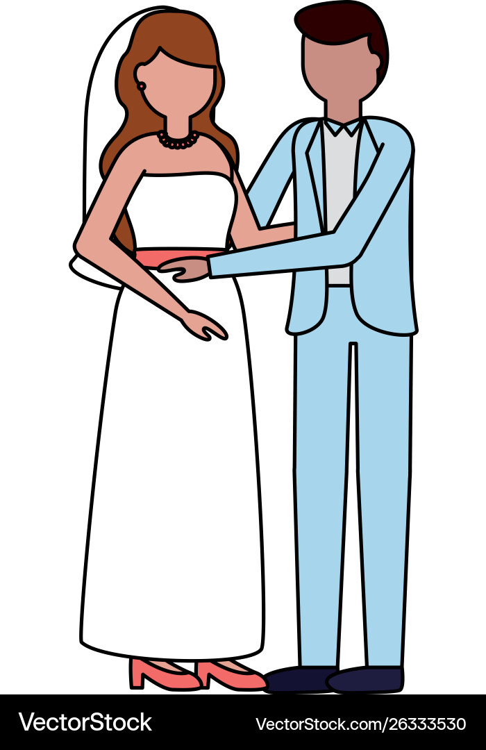 Flat design wedding people groom and bride Vector Image