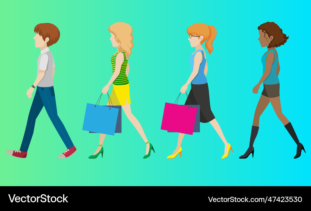 Group of faceless people walking Royalty Free Vector Image