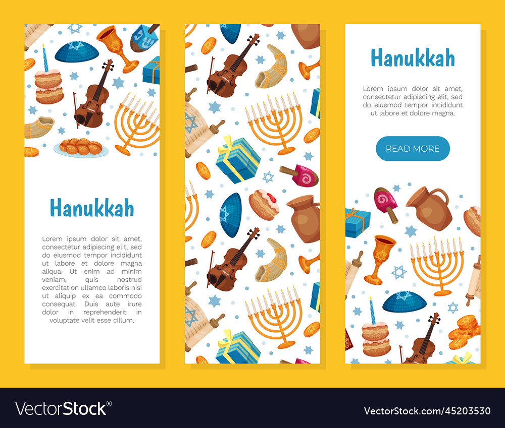 Happy hanukkah banner with traditional jewish Vector Image