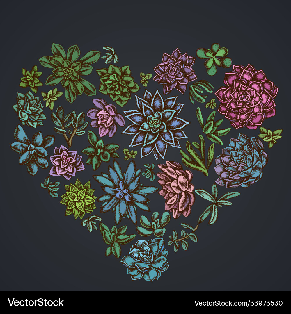 Heart floral design on dark background with Vector Image
