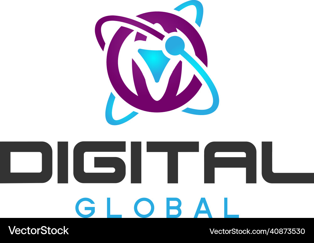 Modern colorful digital global globe logo design Vector Image