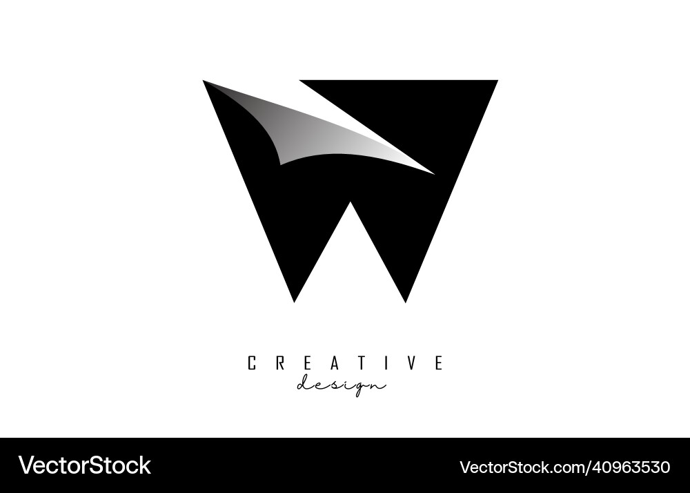 Paper cut letter w with creative cut letter Vector Image