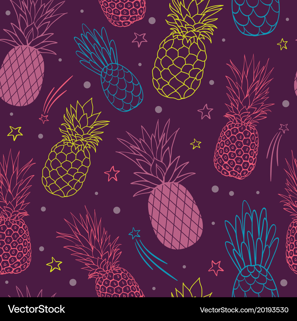 Pineapple party purple summer tropical Royalty Free Vector