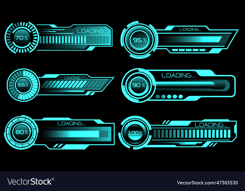 Set of hud modern loading progress bars user Vector Image
