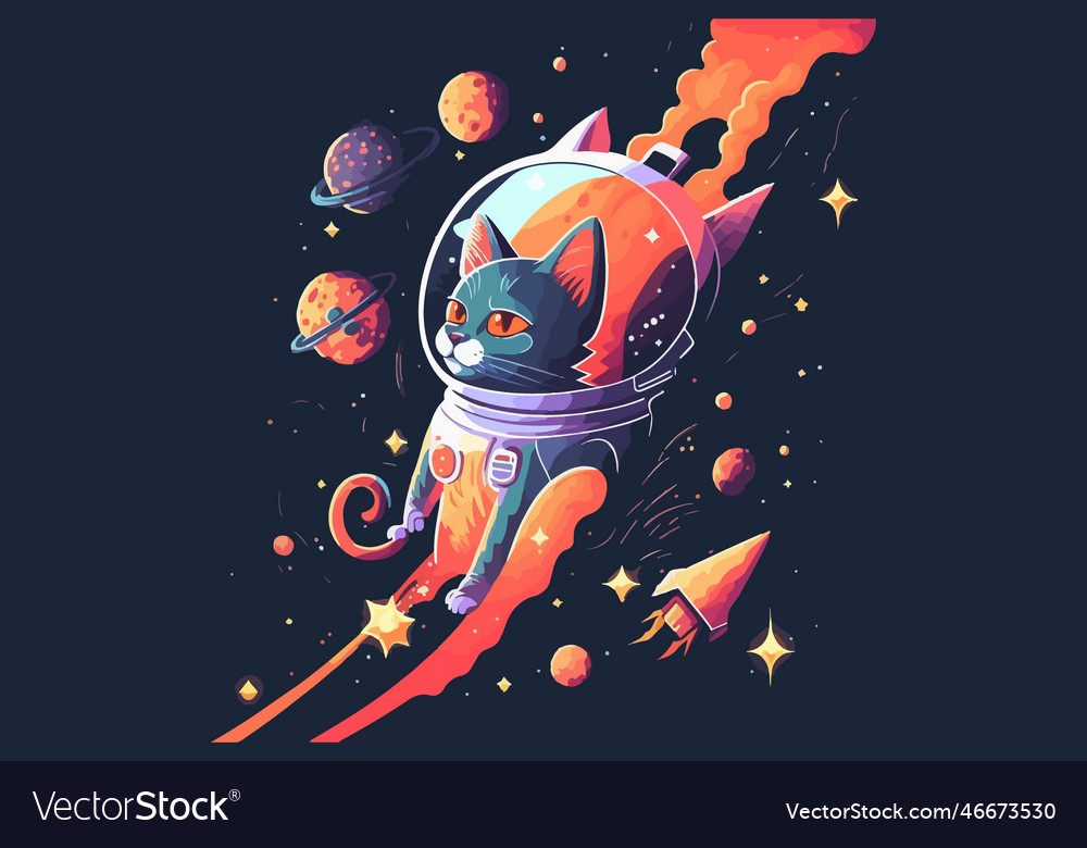 Space cat Royalty Free Vector Image - VectorStock