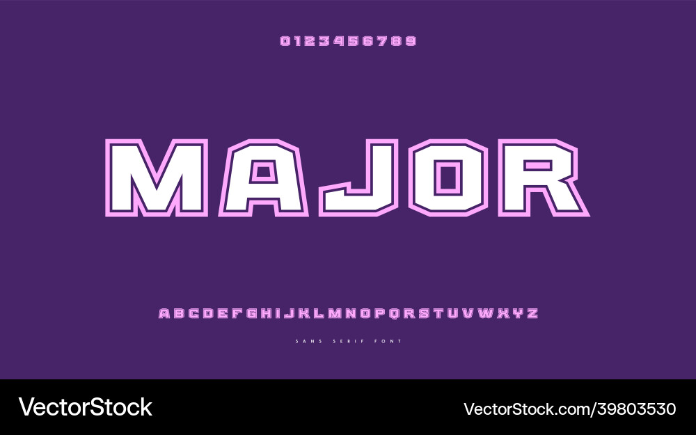 Wide sans serif font with contour Royalty Free Vector Image
