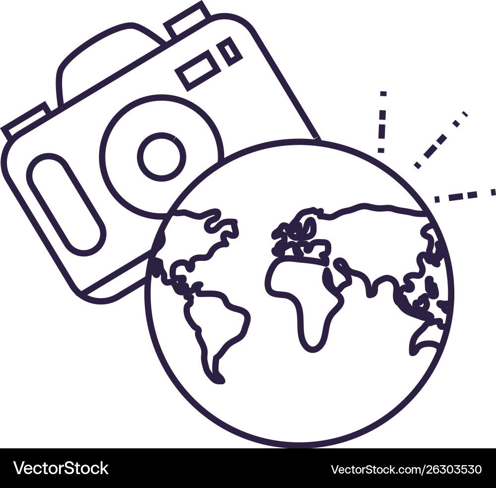 World planet earth maps with camera photographic Vector Image