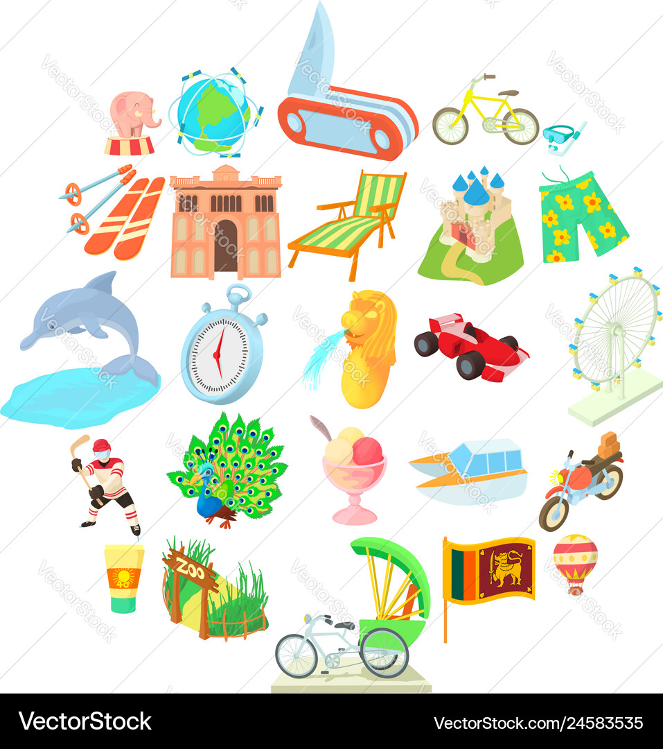 Experience icons set cartoon style Royalty Free Vector Image
