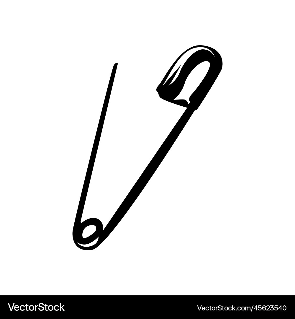 Black silhouette safety pin design Royalty Free Vector Image