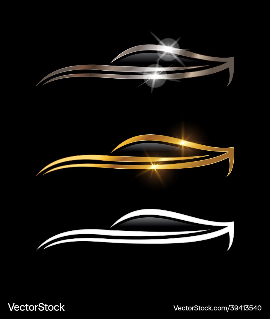 Chrome and gold car sign Royalty Free Vector Image