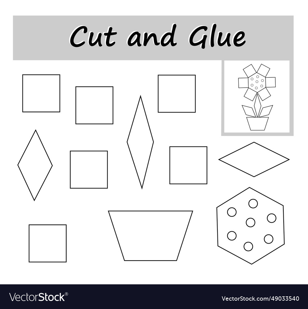 Color cut parts of the image and glue on paper Vector Image