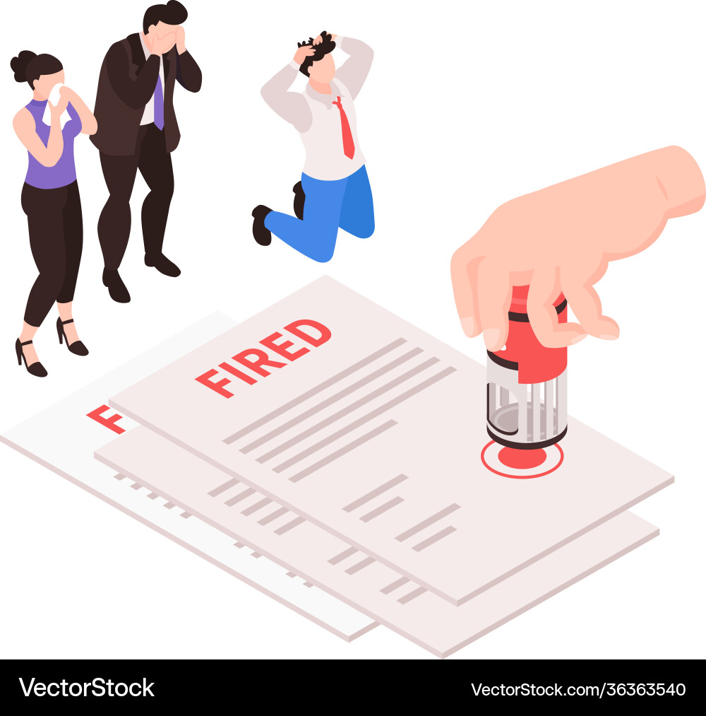Fired employee contract composition Royalty Free Vector