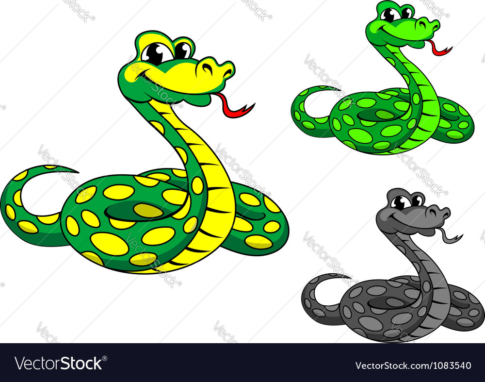 Funny Cartoon Python Snake Royalty Free Vector Image