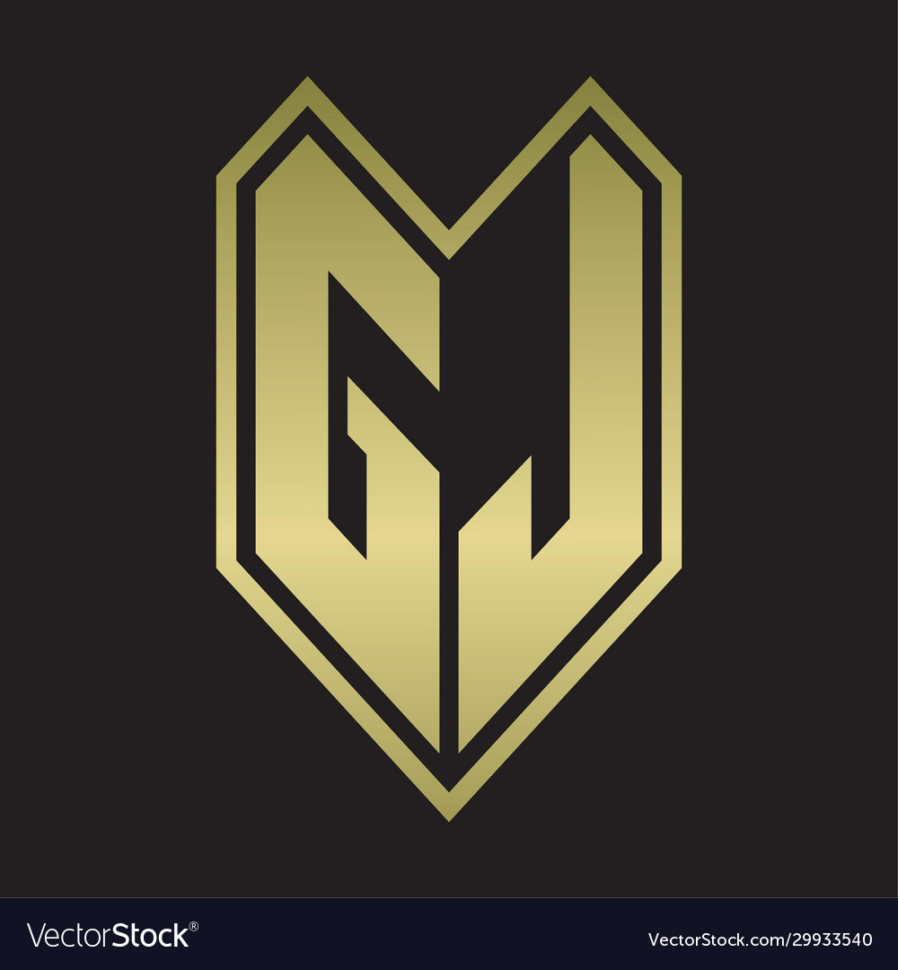 Gj logo monogram with emblem line style isolated Vector Image