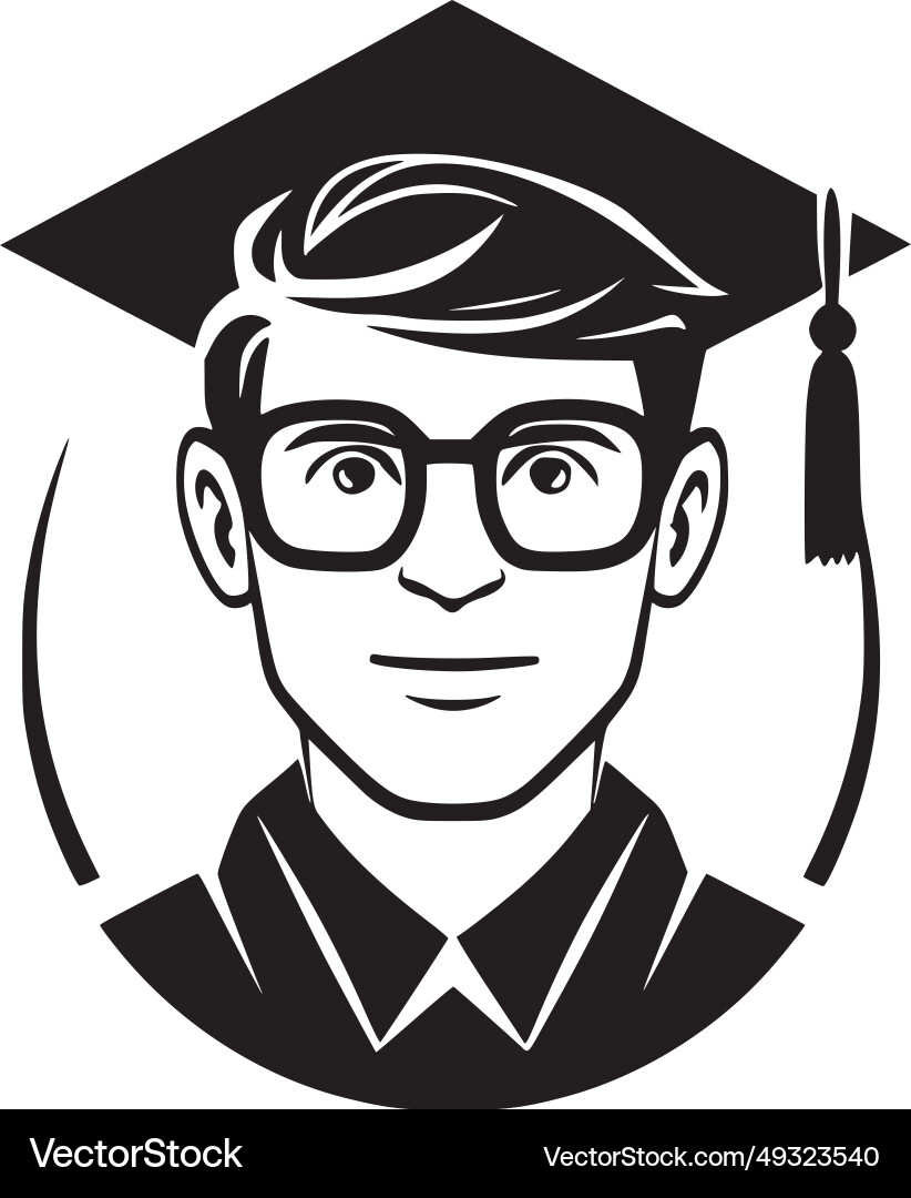 Graduation - black and white isolated icon Vector Image