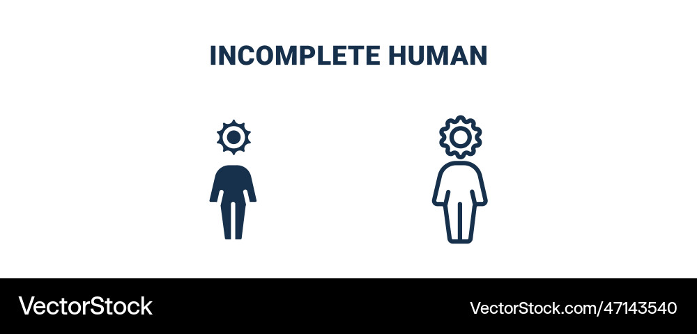 Incomplete human icon outline and filled Vector Image
