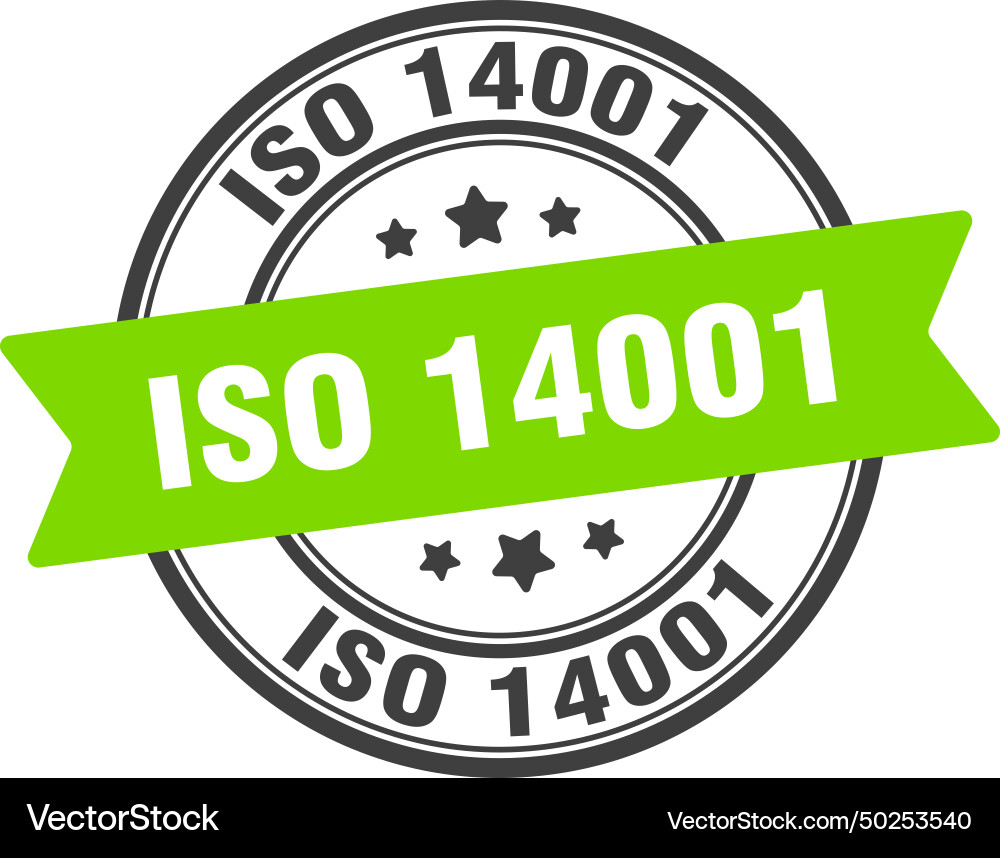Iso 14001 stamp label on transparent Royalty Free Vector