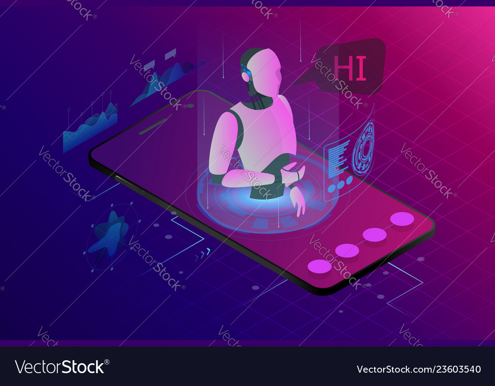 Isometric artificial intelligence chat bot Vector Image