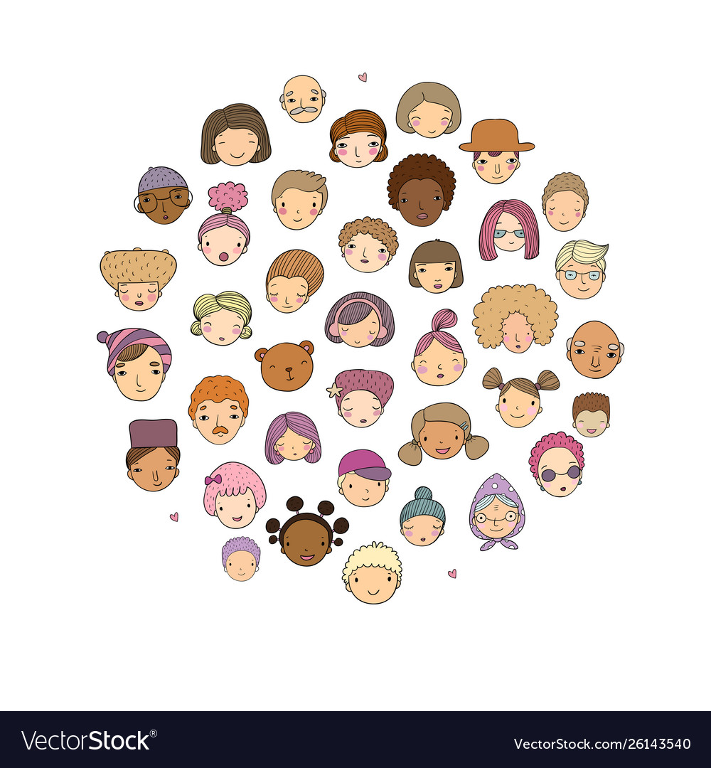 Pattern with graphical faces Royalty Free Vector Image