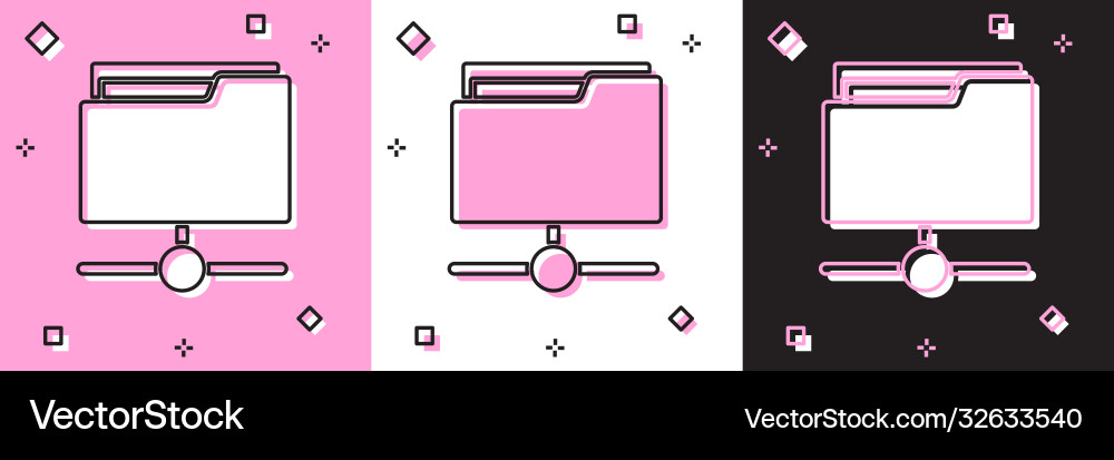 Set ftp folder icon isolated on pink and white Vector Image