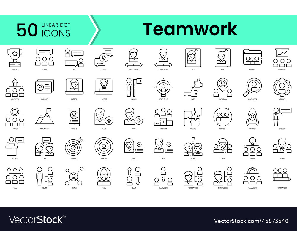 Set of teamwork icons line art style bundle Vector Image
