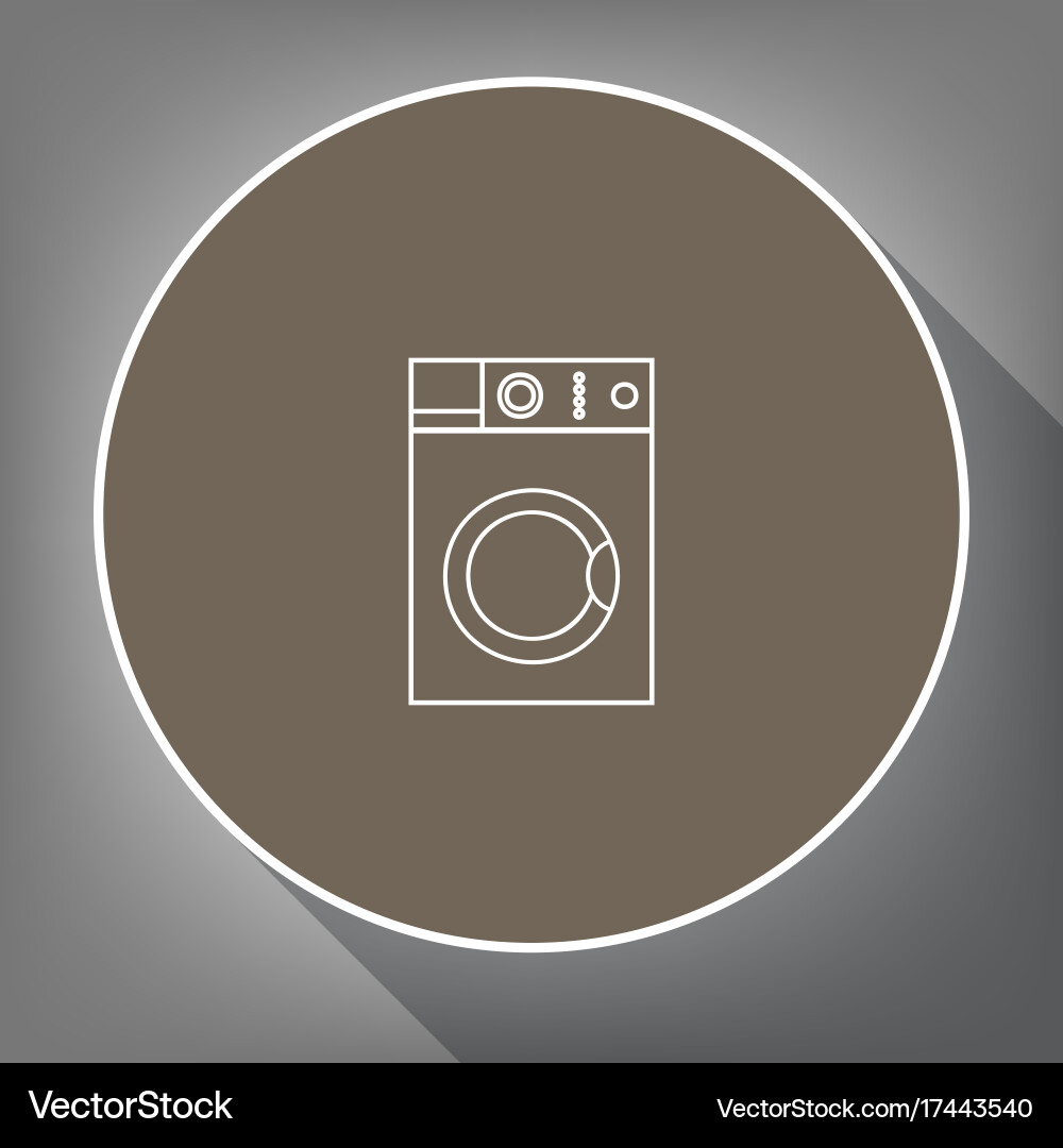 Washing machine sign white icon on brown Vector Image