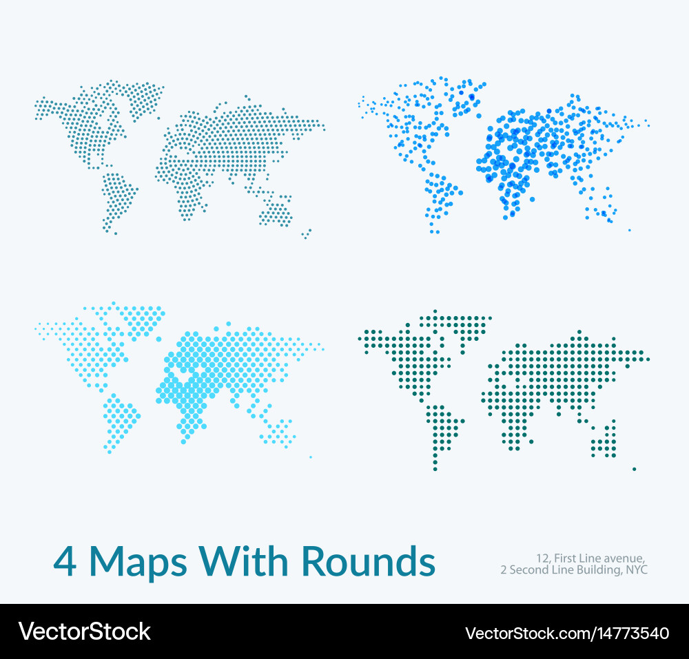 World map with circles rounds dots Royalty Free Vector Image