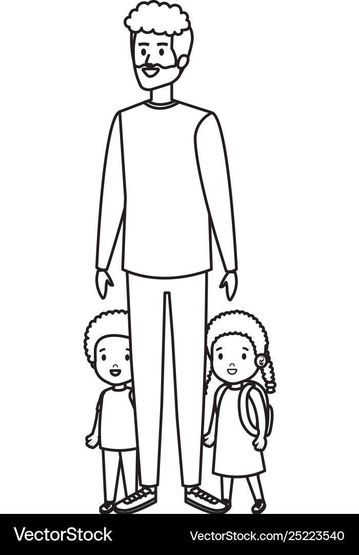 Young father with son and daughter Royalty Free Vector Image