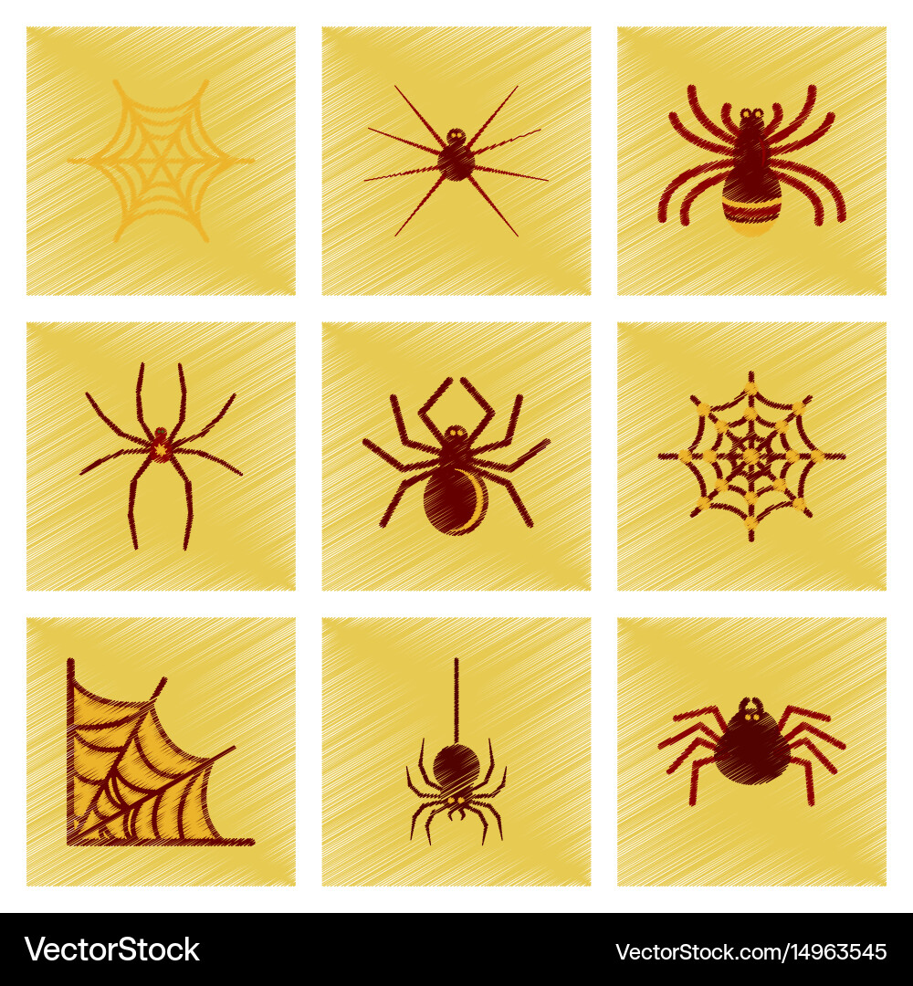 Assembly flat shading style icons halloween spider