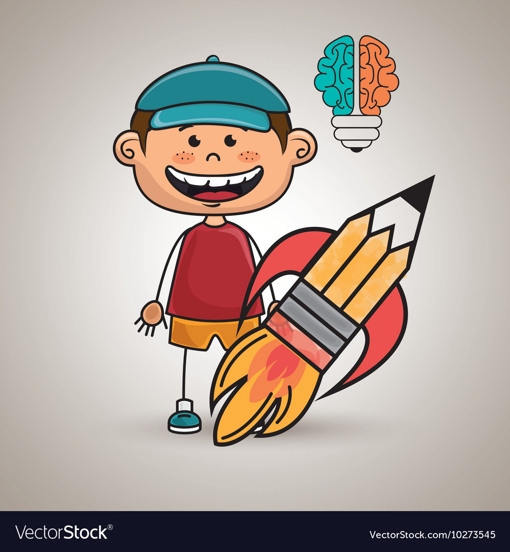 Boy idea brain Royalty Free Vector Image - VectorStock