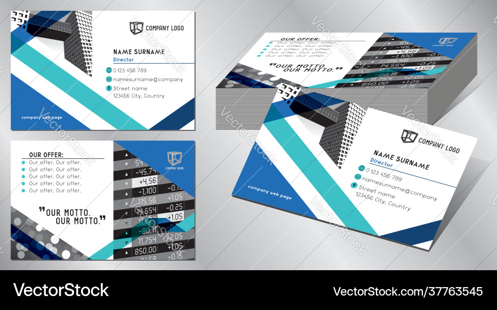 Business card template 85x55 mm - modern office Vector Image