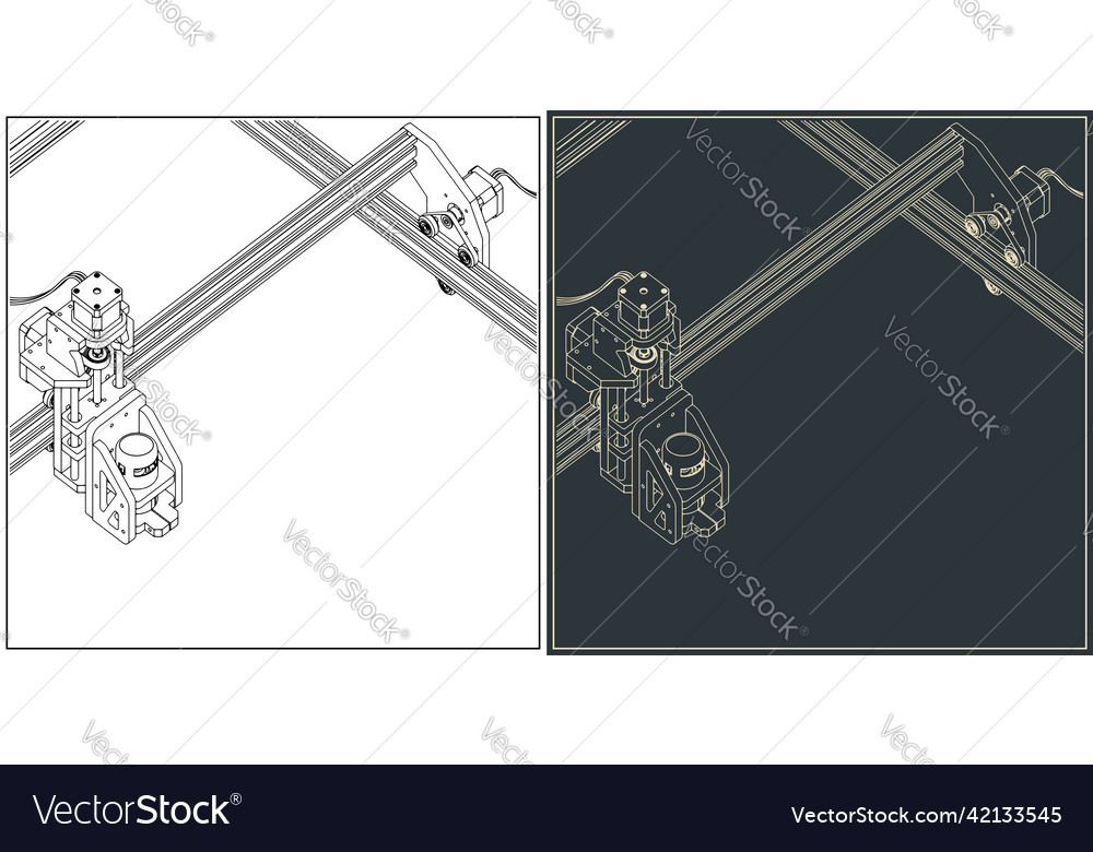 Cnc laser machine close up Royalty Free Vector Image