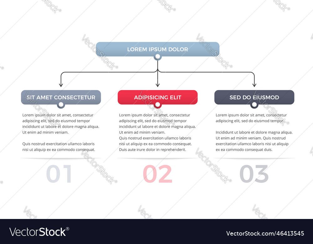 Flowchart with 3 elements Royalty Free Vector Image