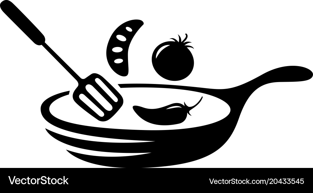 Graphic cooking spade frying pan Royalty Free Vector Image