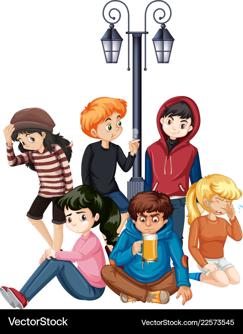 Group of problem teenager Royalty Free Vector Image