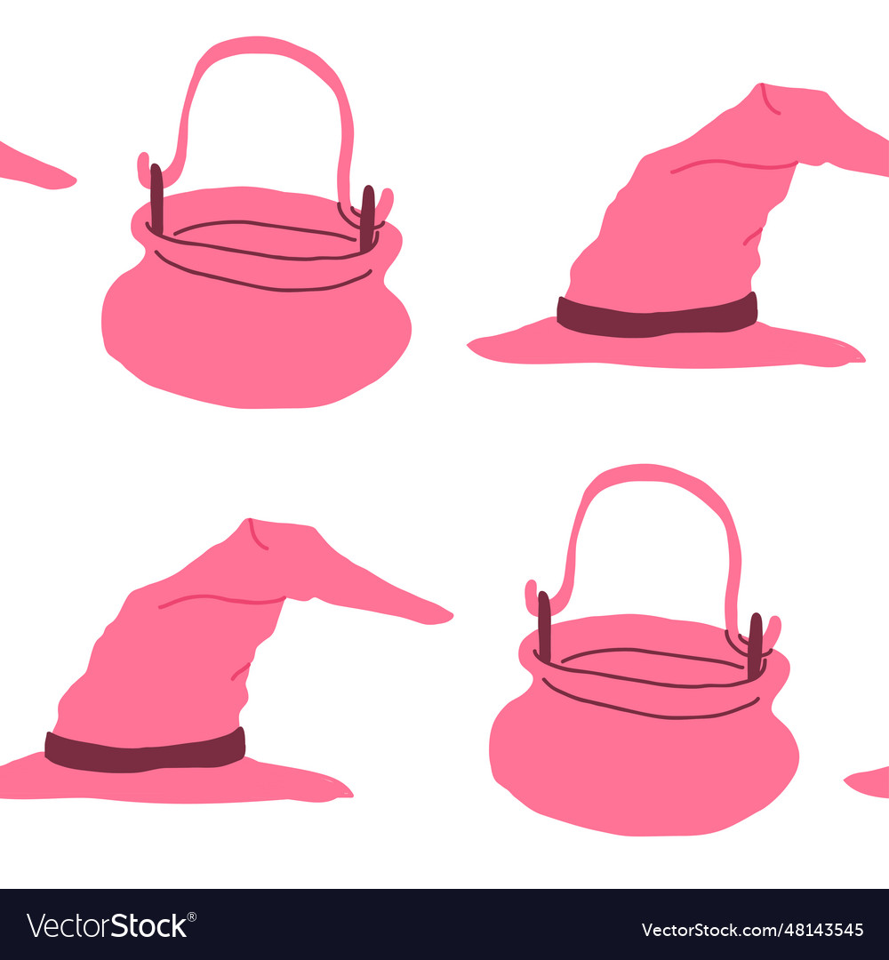 Pink halloween pattern on white witch cauldron Vector Image
