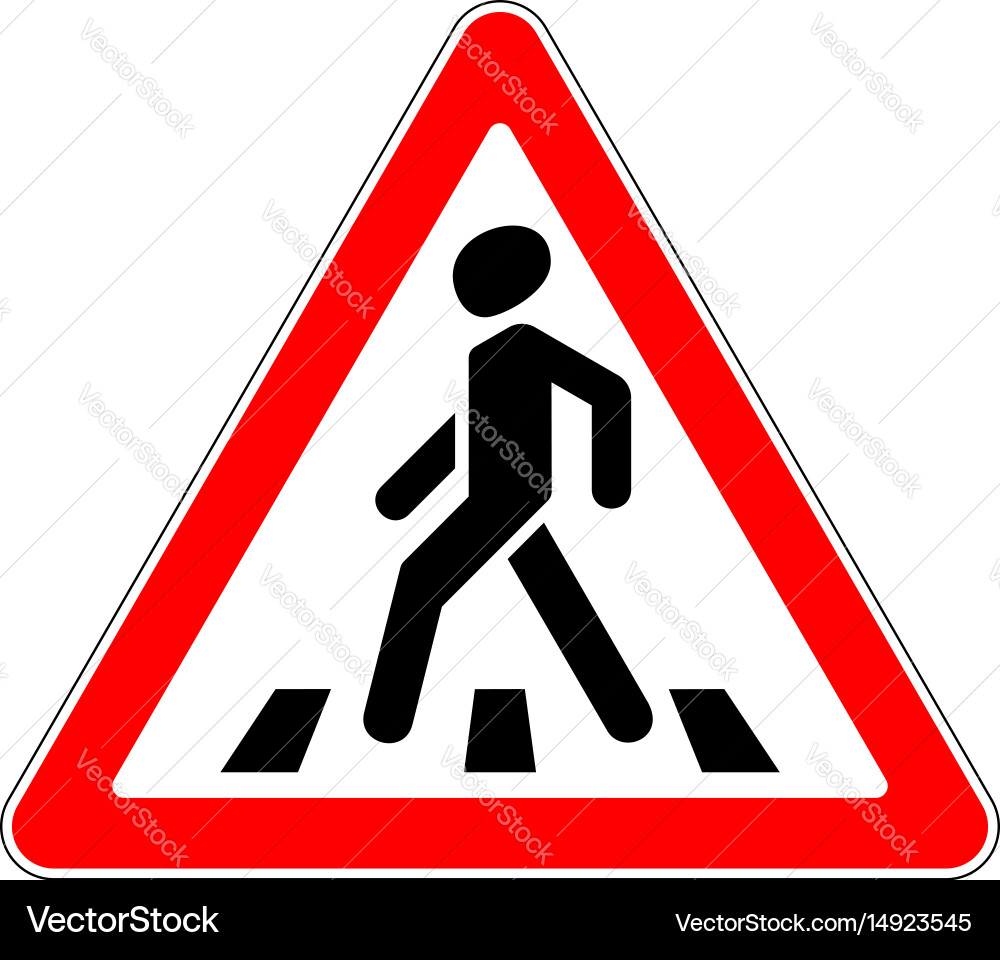 Road sign warning crosswalk on white background Vector Image