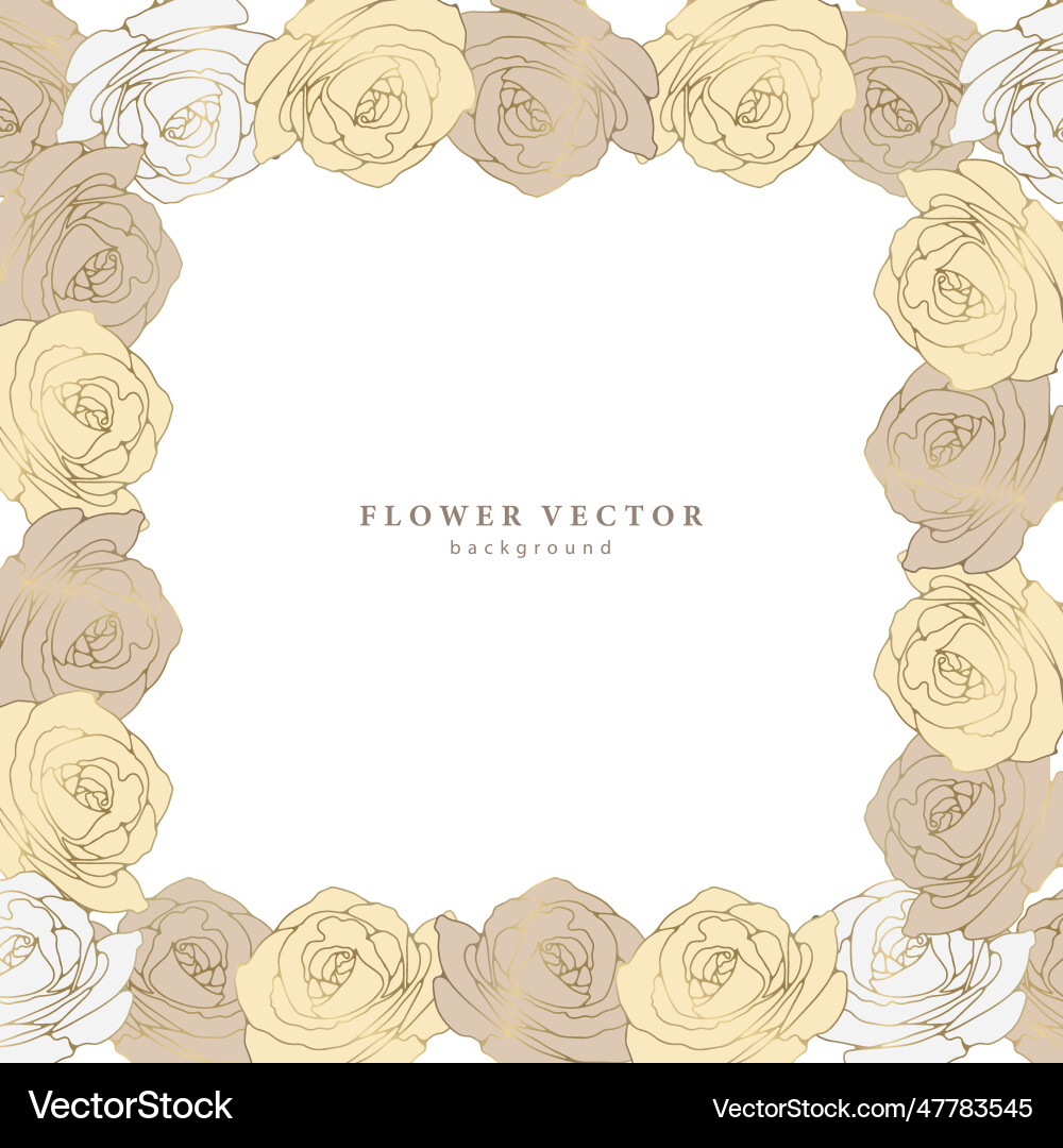 Square floral background with delicate roses Vector Image