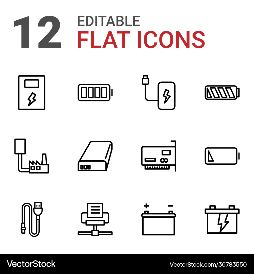 12 charger icons Royalty Free Vector Image - VectorStock