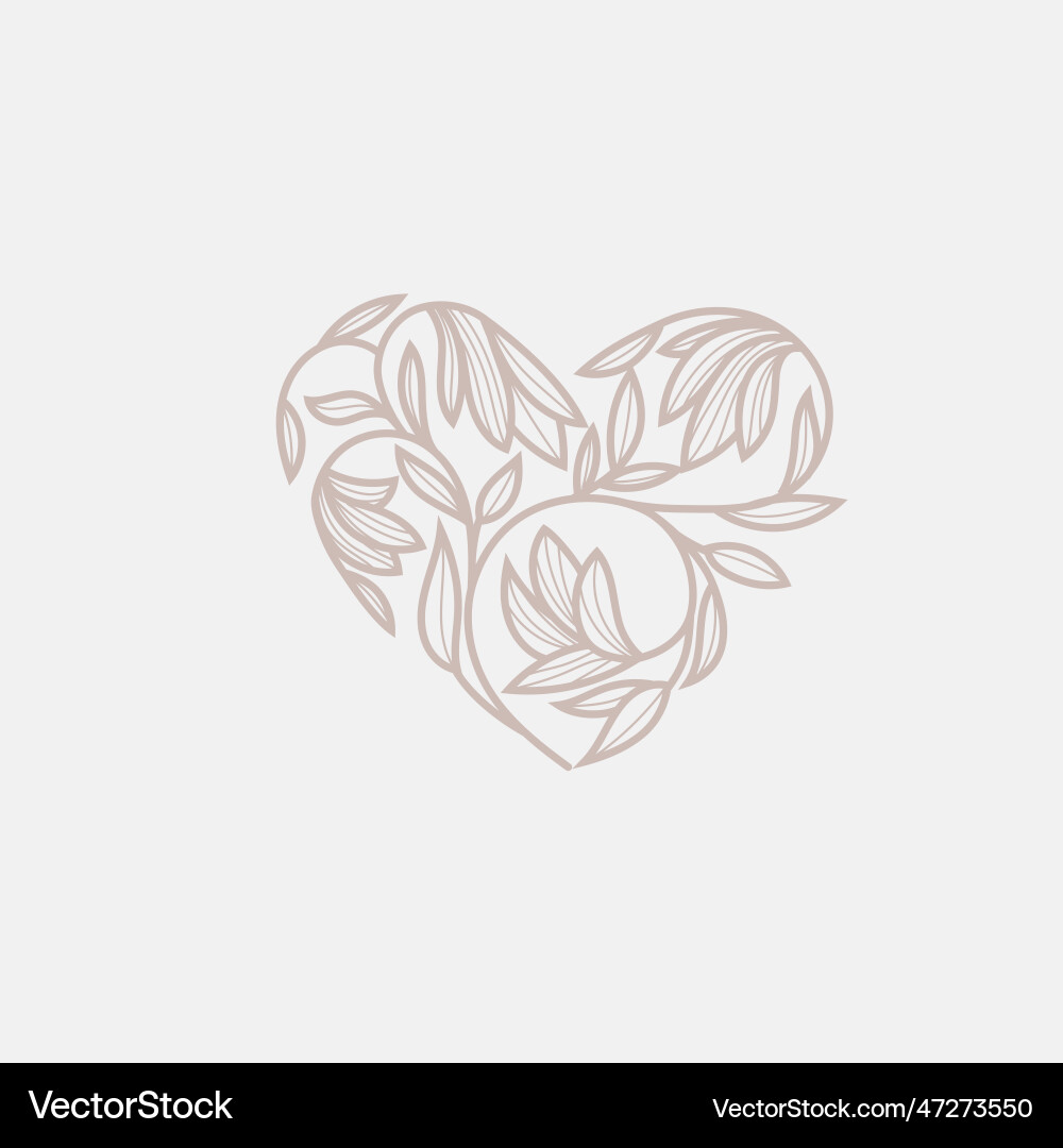 Beautiful linear floral heart Royalty Free Vector Image
